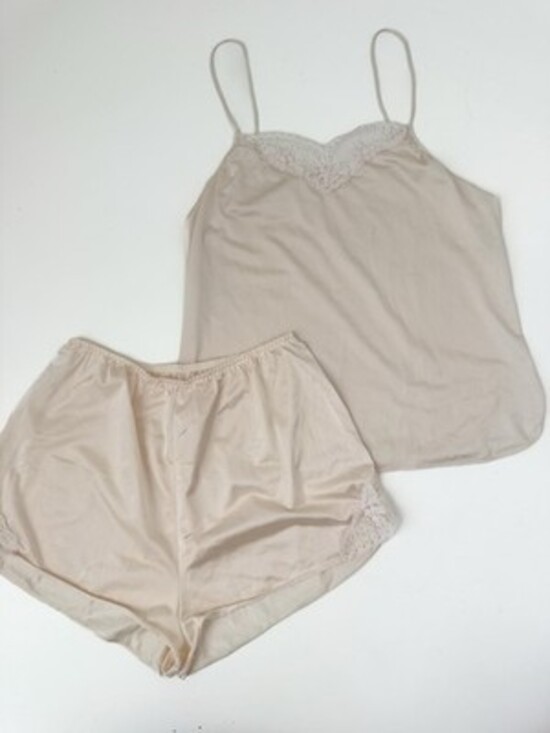Intimates & Sleepwear | Vintage Shadowline Set Nude Tan Short 5 Size 32 ...
